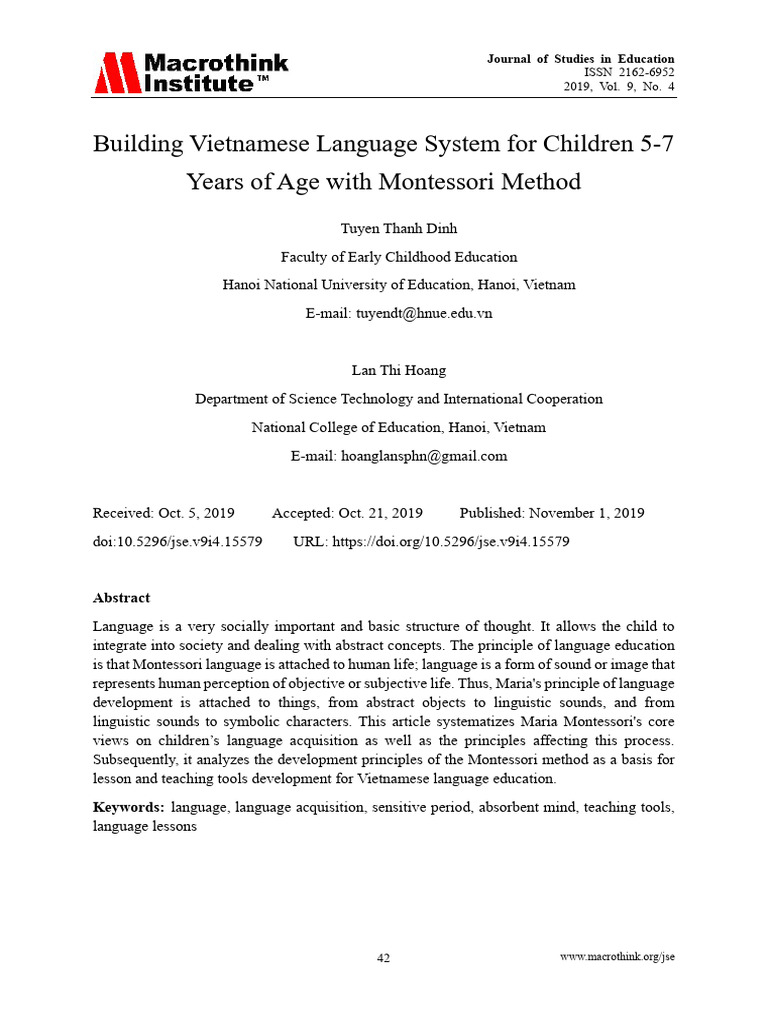 Building Vietnamese Language System For Children 5-7 Years of Age With ...