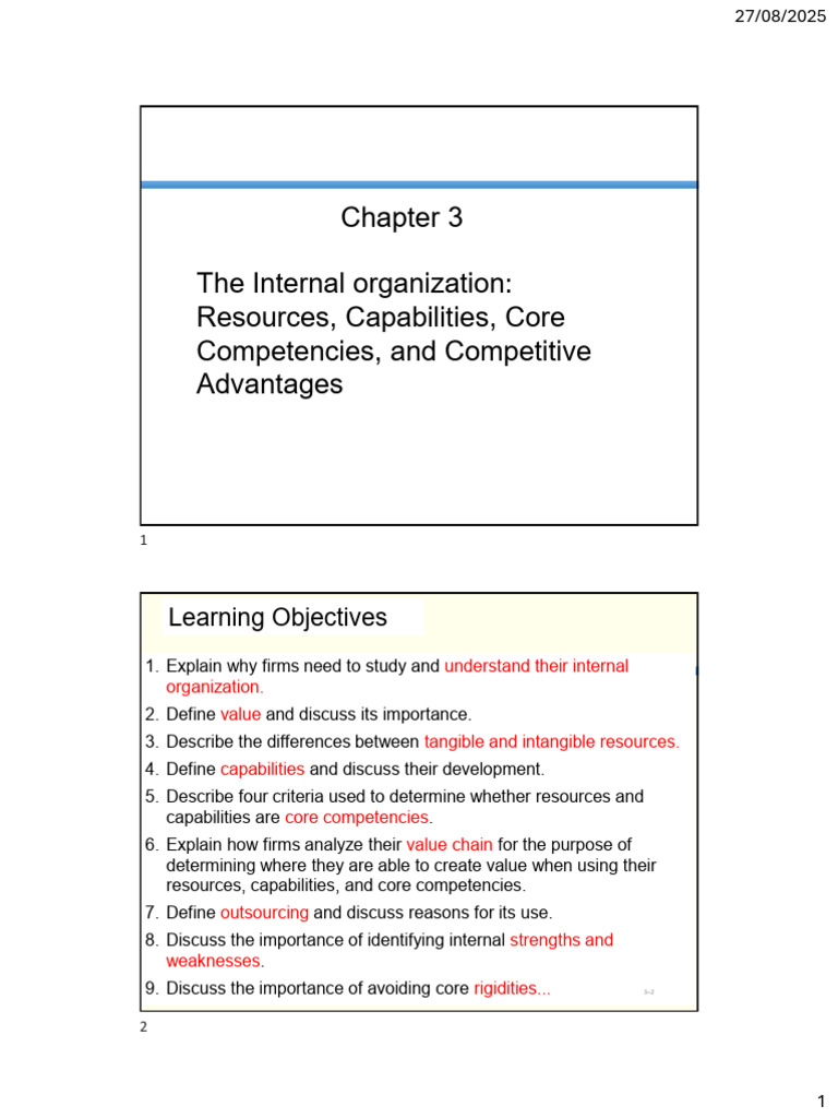 3 The Internal Organization Analysis | PDF | Competitive Advantage ...