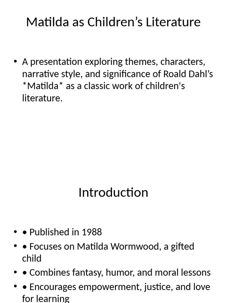 Matilda: Themes in Children's Literature | PDF