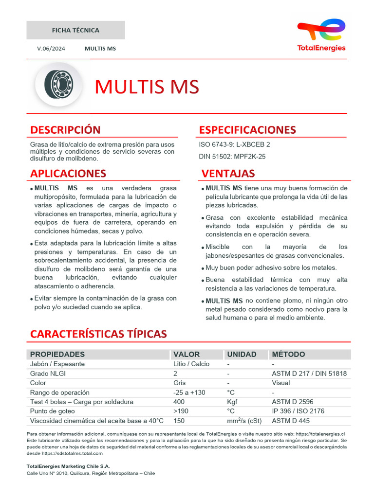 Tds Totalenergies Multis-ms 633 Es Chl | PDF | Sustancias químicas ...