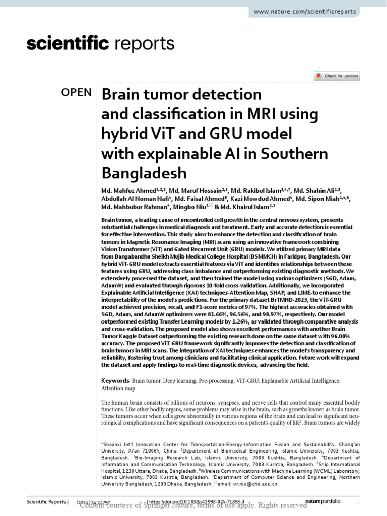 Brain Tumor Detection and Classification in MRI Us | PDF | Medical ...