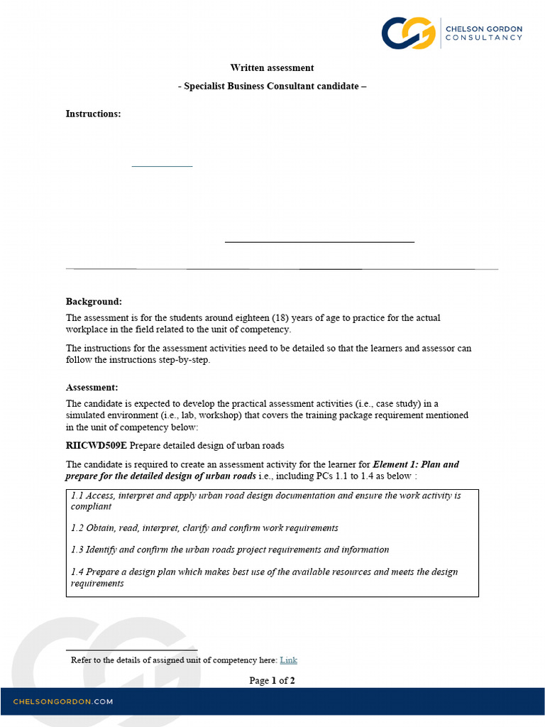 Written Assessment - Civil Engineering | PDF