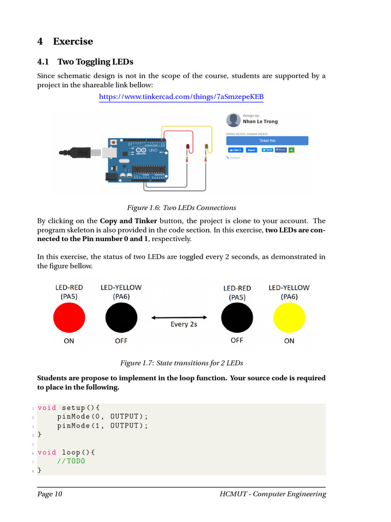 4 Exercise: 4.1 Two Toggling Leds | PDF