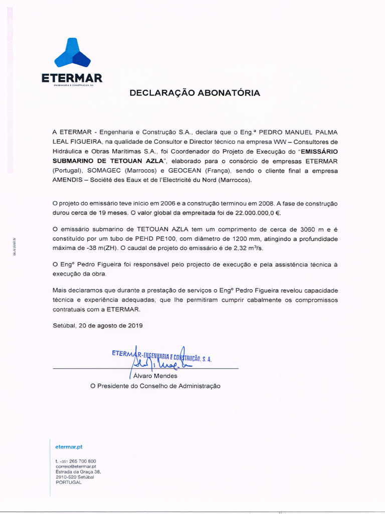 Attestation - ETERMAR - Emissaire TetouanPort | PDF