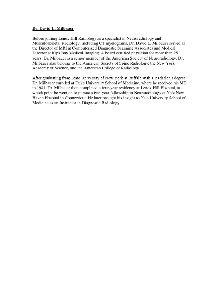 Dr. David Milbauer | PDF | Wellness | Science & Mathematics