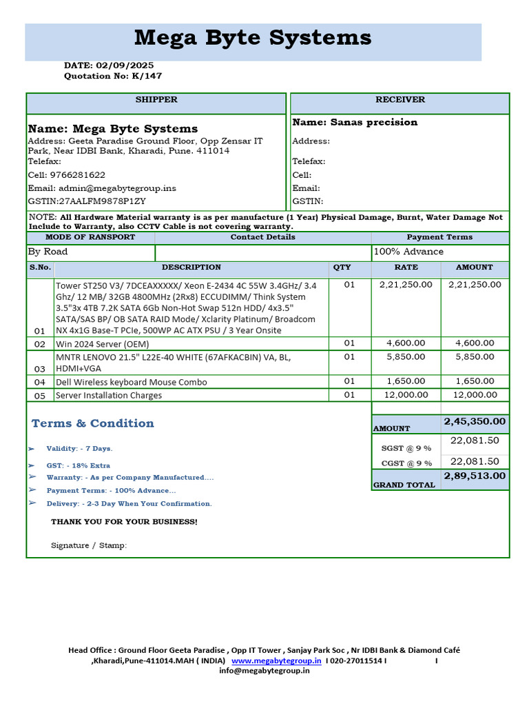 147 Quotation Server New Quo PDF | PDF | Electrical Engineering ...