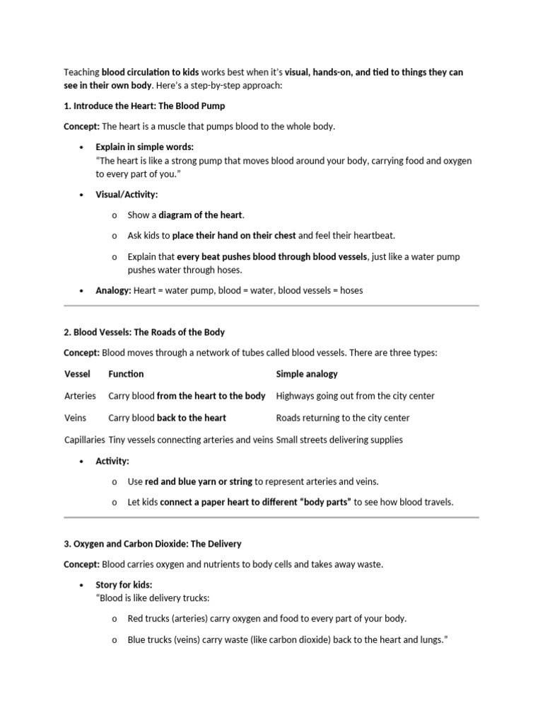 Engaging Kids in Blood Circulation Education | PDF | Blood Vessel | Blood