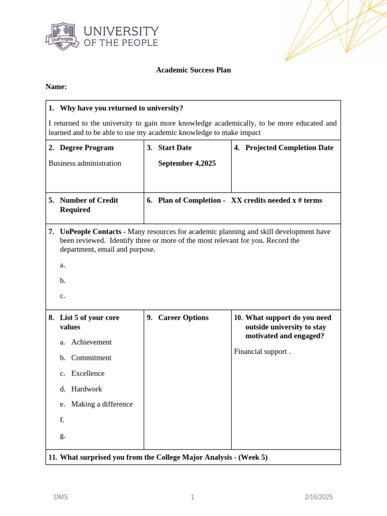 Academic Success Plan | PDF