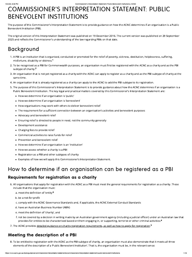 Commissioner's Interpretation Statement | PDF | Charitable Organization ...