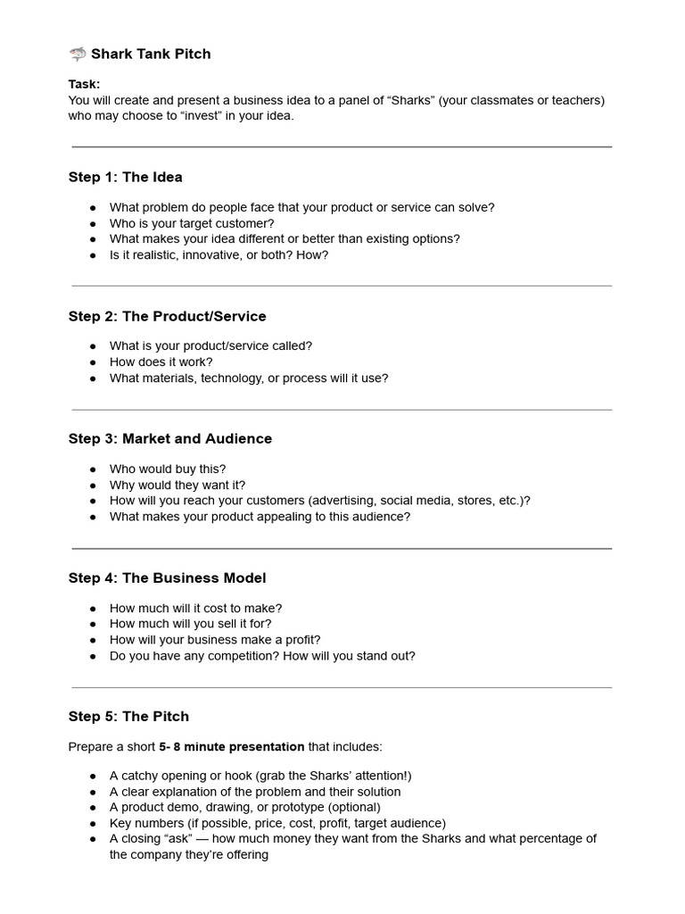 ? Shark Tank Pitch | PDF