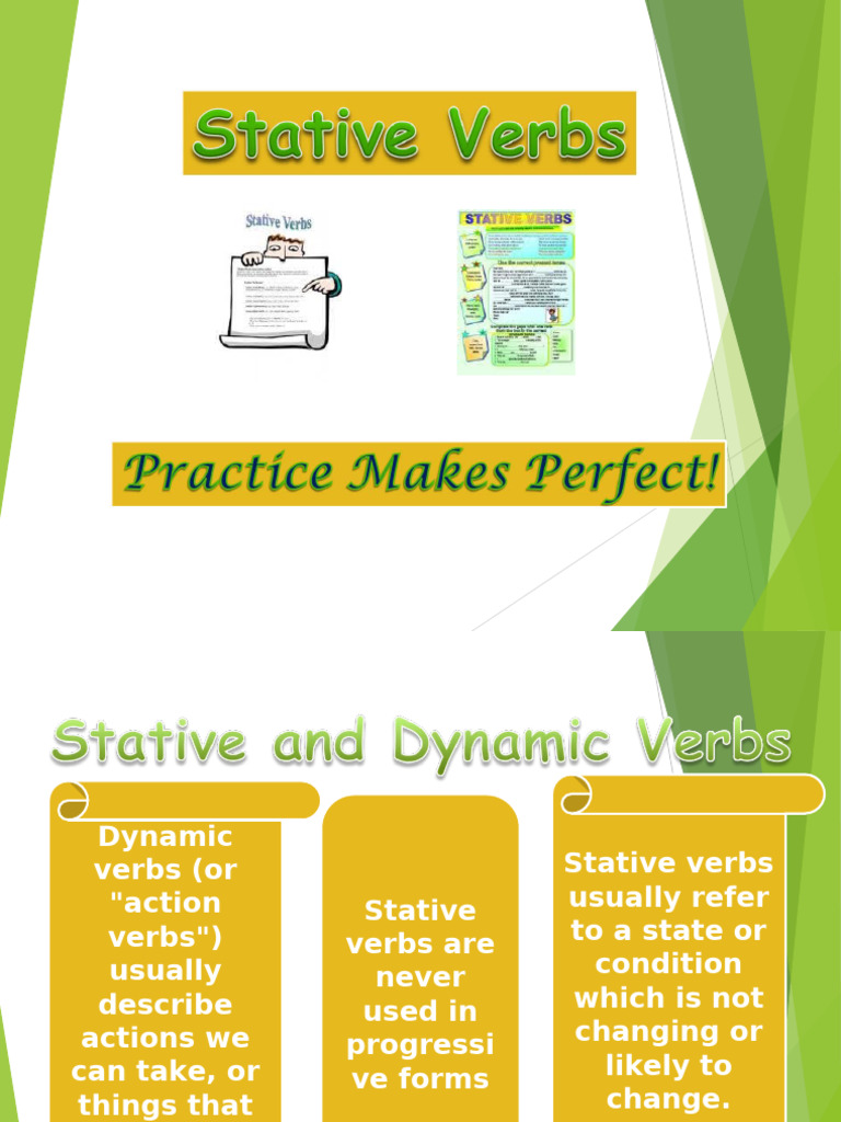 Understanding Dynamic vs. Stative Verbs | PDF | Verb | Linguistics