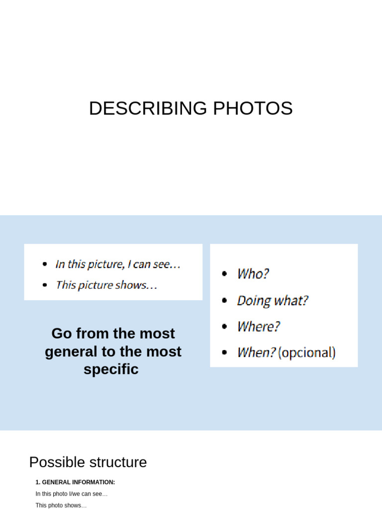 Describing A Photo - Expressions | PDF