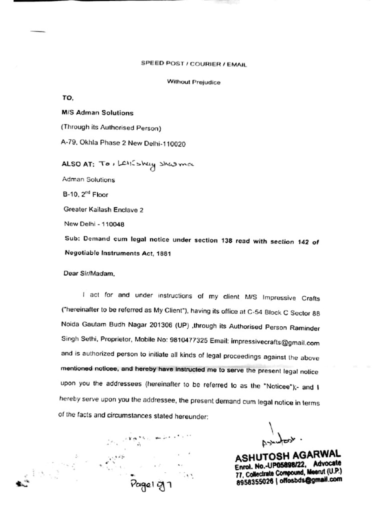 Notice For Ms Impressive Craft Us 138 Nia | PDF