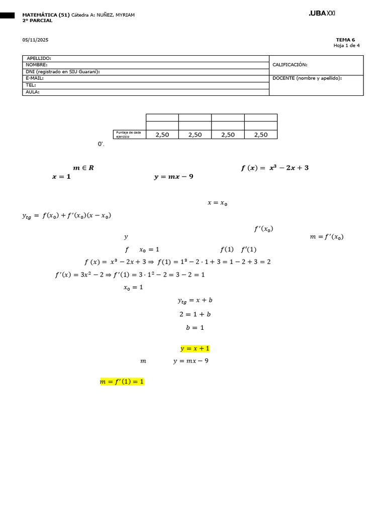 Resolucion SEGUNDO PARCIAL MATEMATICA 51 SEGUNDO TURNO TEMA 6 05-11 ...