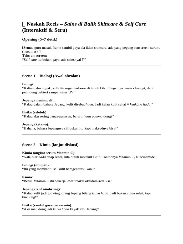 ? Naskah Reels | PDF