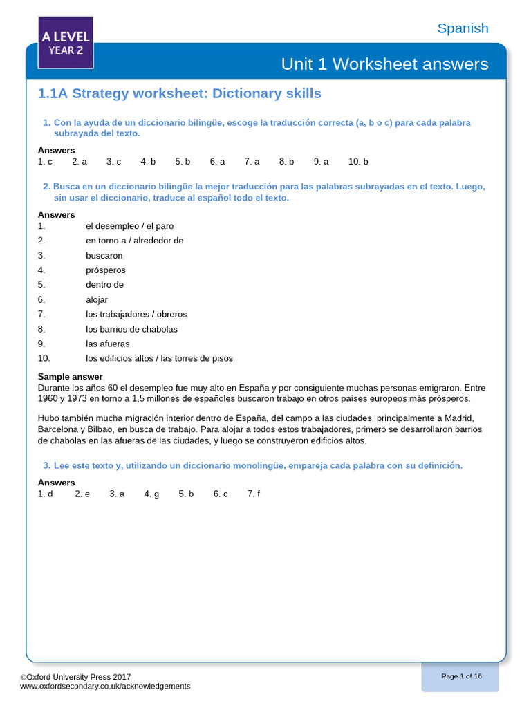 Unit 1 La Inmigración | PDF | Diccionario