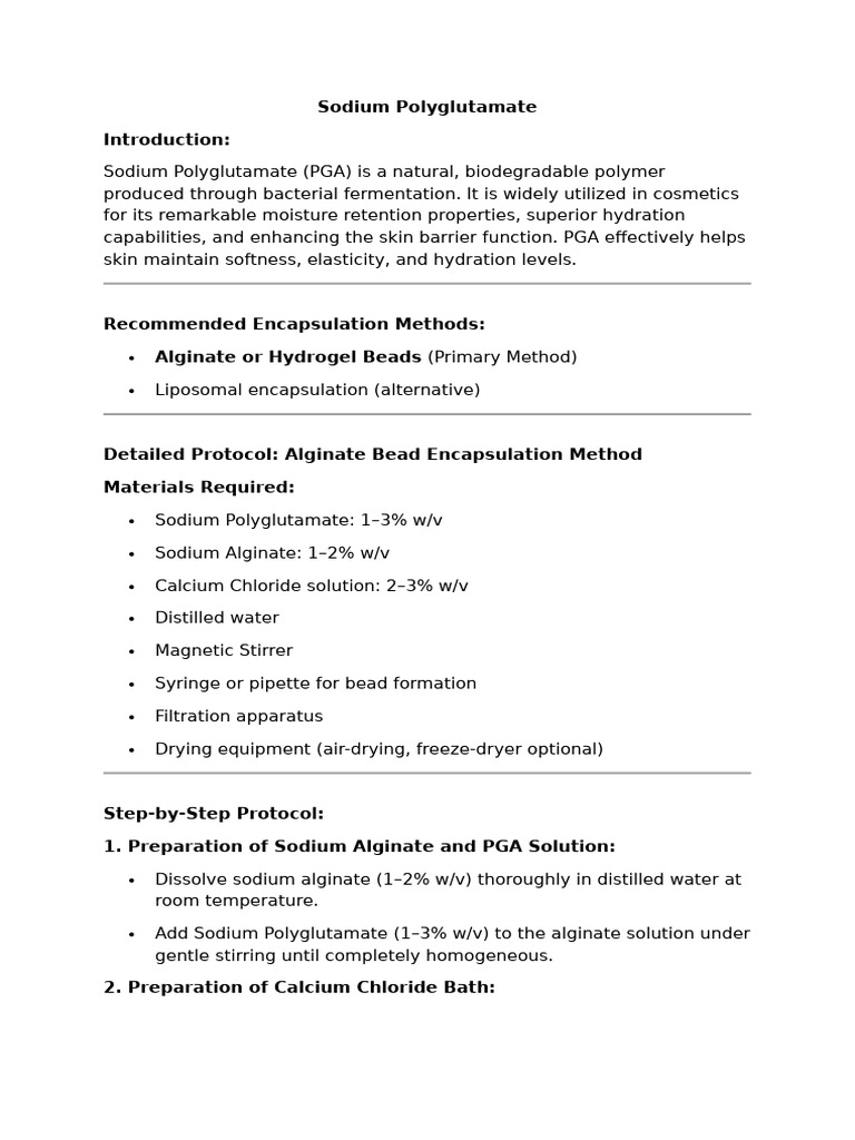 Sodium Polyglutamate Encap | PDF | Liposome | Sodium