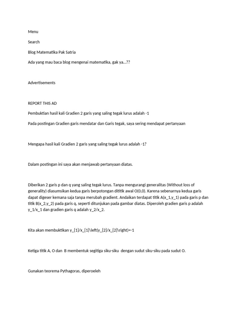 Bukti Garis Saling Tegak Lurus - 1 | PDF
