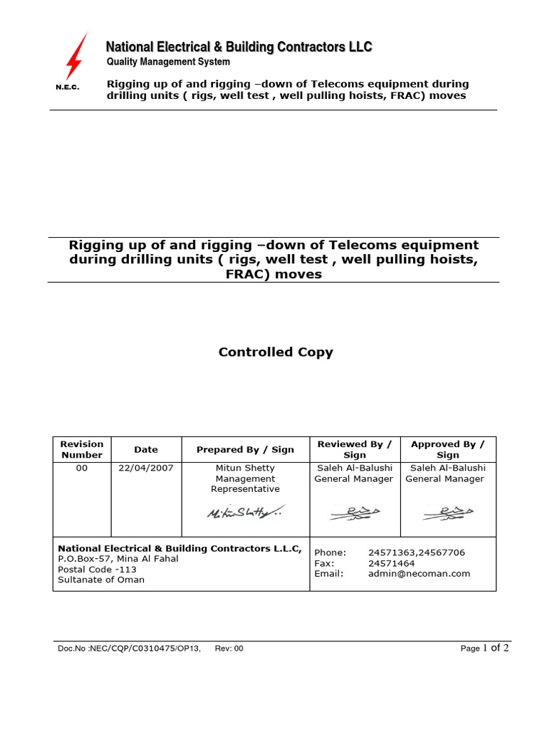 13 - Rigging Up & Down of Telecom Eqptms | PDF