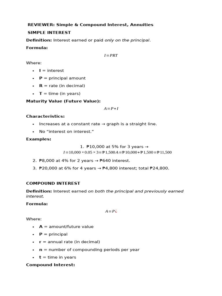 Gen Math Reviewer | PDF | Interest | Financial Services