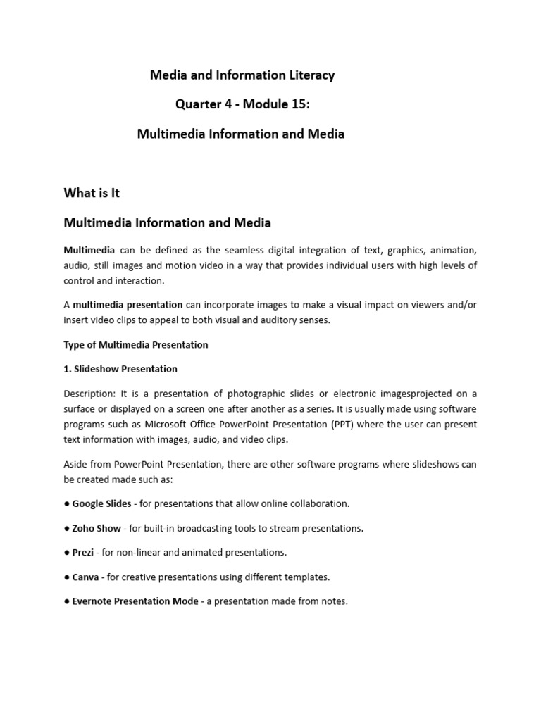 Multimedia Information Literacy Guide | PDF | Multimedia | Microsoft ...