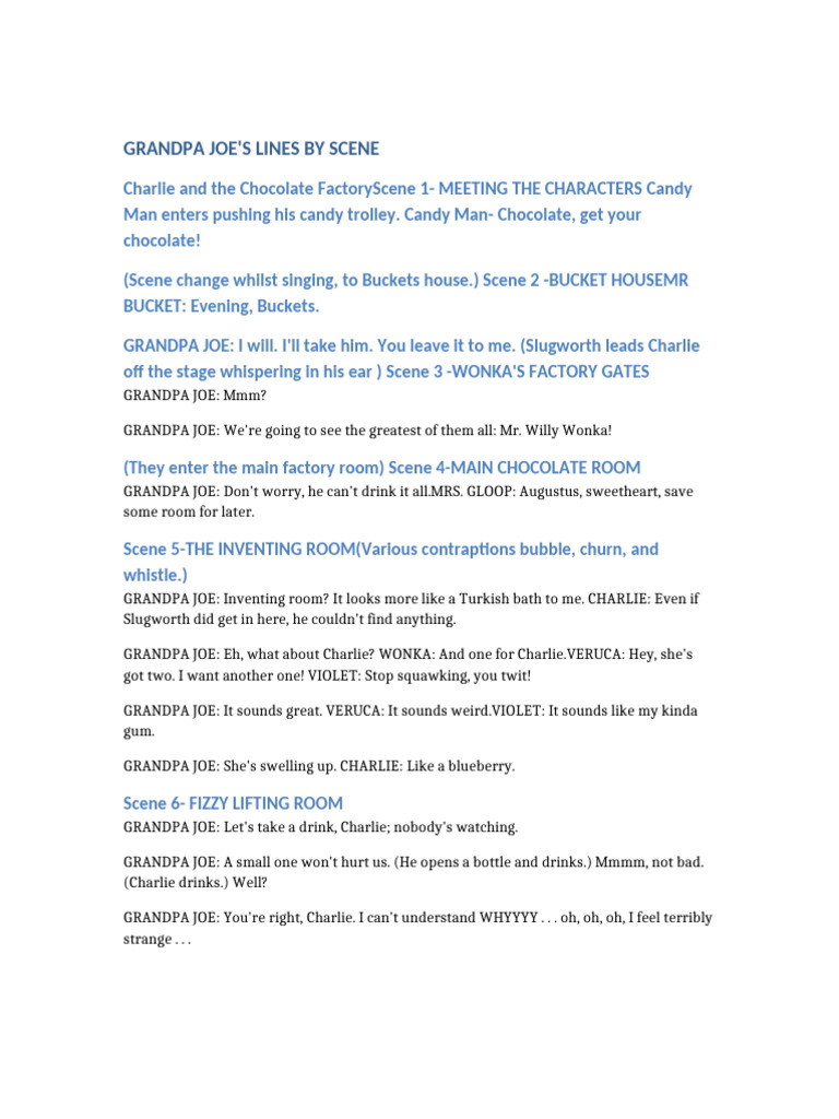 Grandpa Joe Lines by Scene | PDF