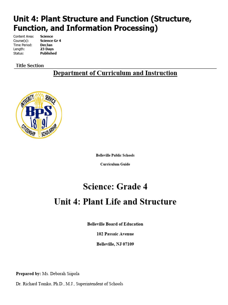 Plant Structure and Function Guide | PDF | Plants | Literacy