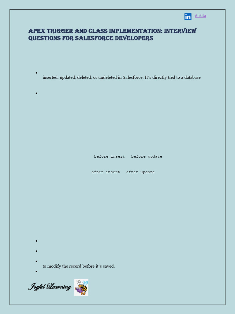 Salesforce Apex Trigger Interview Questions | PDF | Control Flow ...