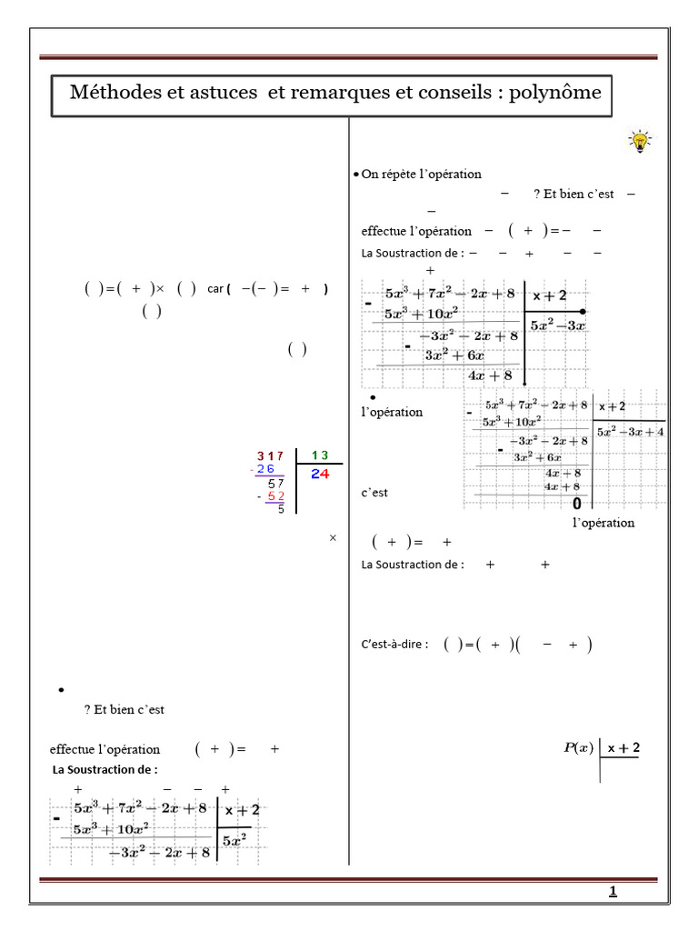 Division euclidienne des polynômes | PDF | Polynôme | Algèbre générale