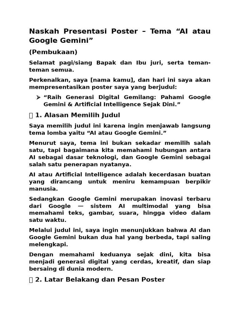 Teks Presentasi Lomba Poster | PDF