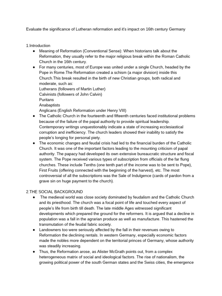 Lutheran Reformation's Impact on 16th Century Germany | PDF | Martin ...