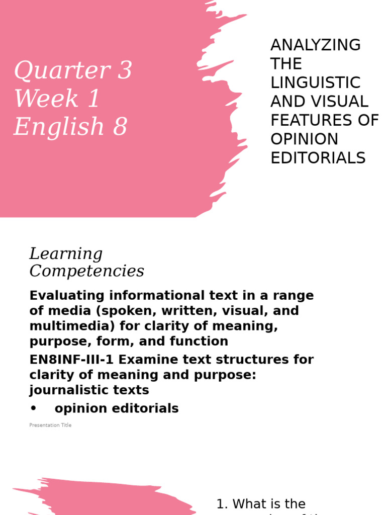 English 8 Quarter 3 Week 1 | PDF | News | Newspapers