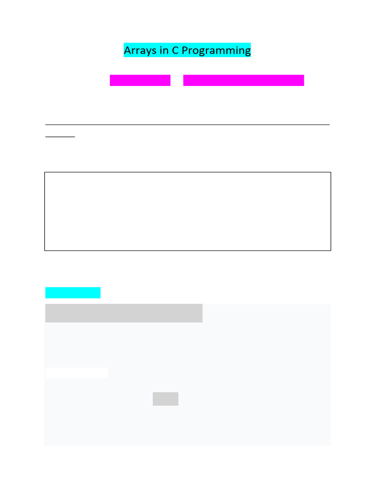 Arrays in C | PDF | Data Type | Variable (Computer Science)