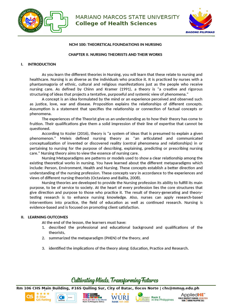 Nursing Theories Output Matrix | PDF | Theory | Nursing
