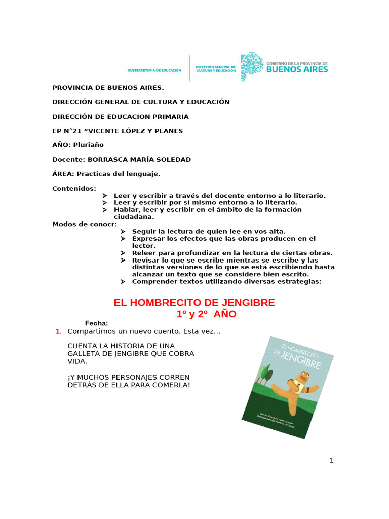 1º El Hombrecito de Jengibre | PDF
