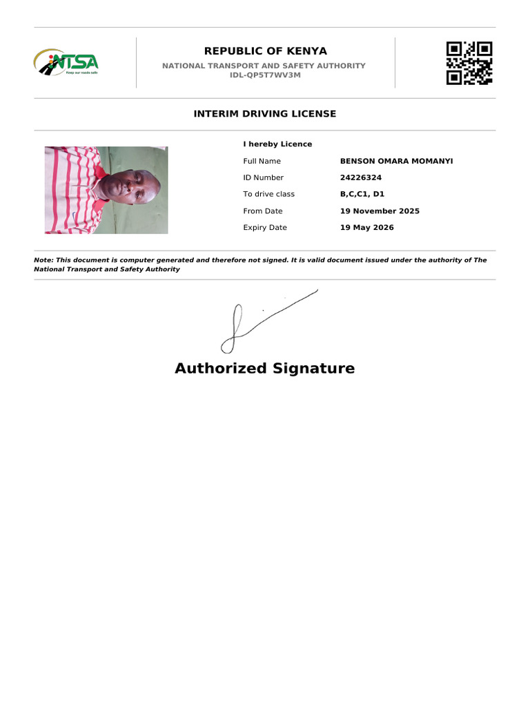 IDL QP5T7WV3M Interim Driving License | PDF