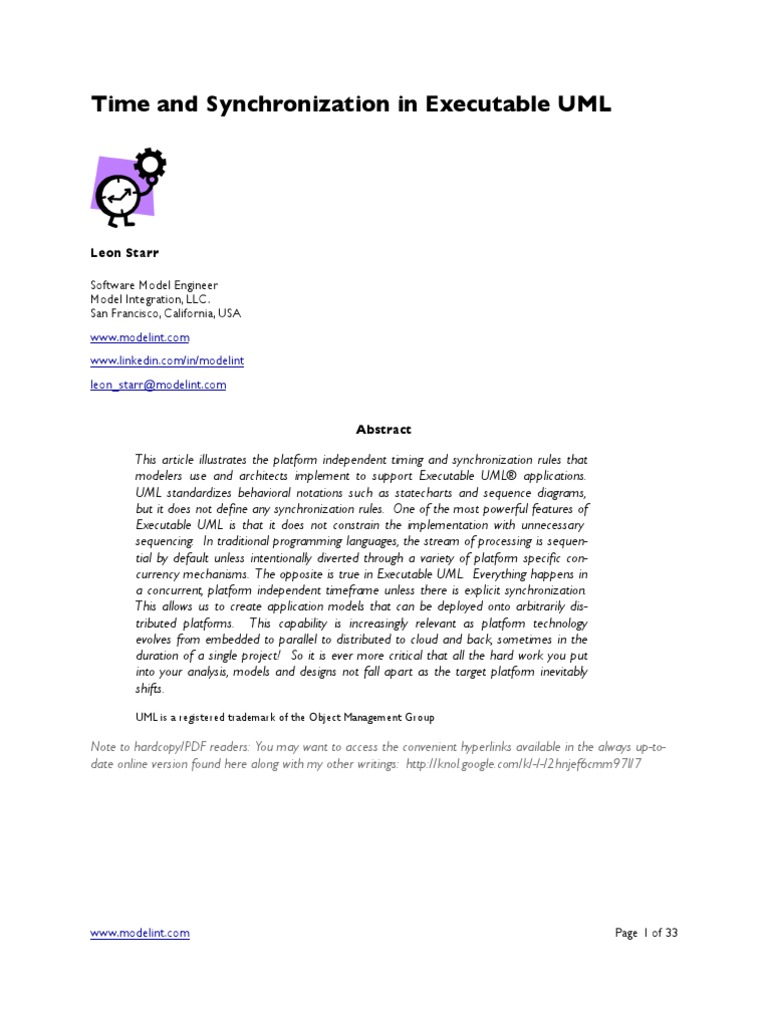 Time And Synchronization In Executable Uml Pdf Runtime System