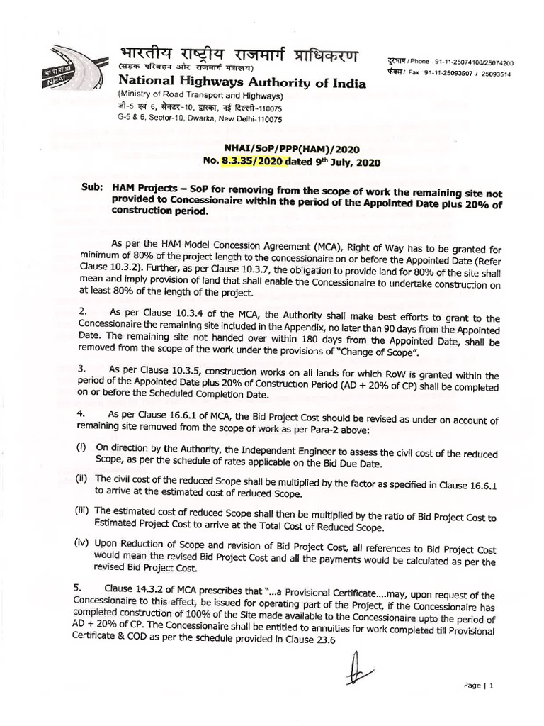 8.3.35 HAM Projects Appointed Date+20% Construction Period | PDF