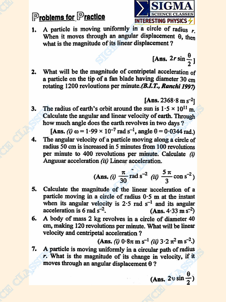 Circular Motion Physics Problems | PDF | Acceleration | Motion (Physics)
