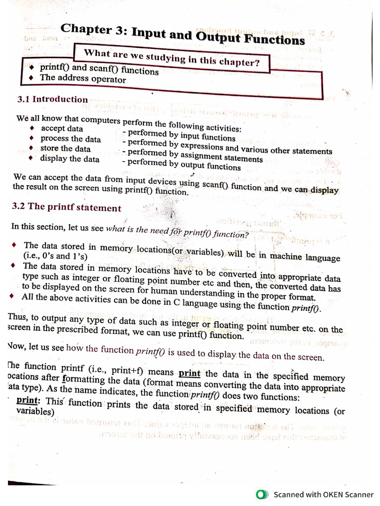 InputOutput Function S | PDF