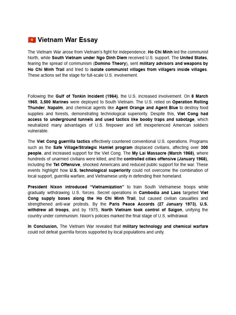 ?? Vietnam War Essay | PDF