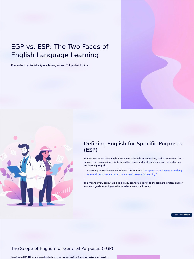 EGP Vs ESP The Two Faces of English Language Learning | PDF | Learning ...