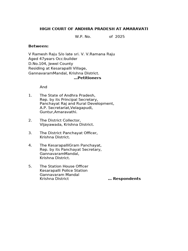 Ajay Ramesh Raju Kesarapalli Road | PDF | Writ | Public Law