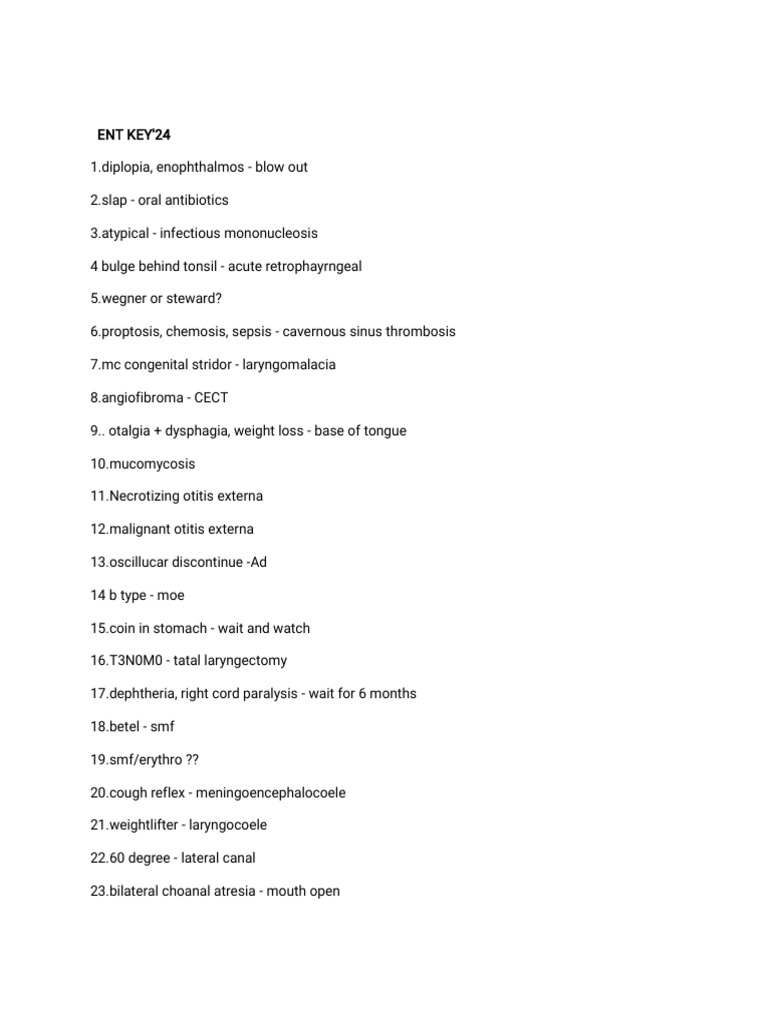 ENT Conditions and Treatments Overview | PDF