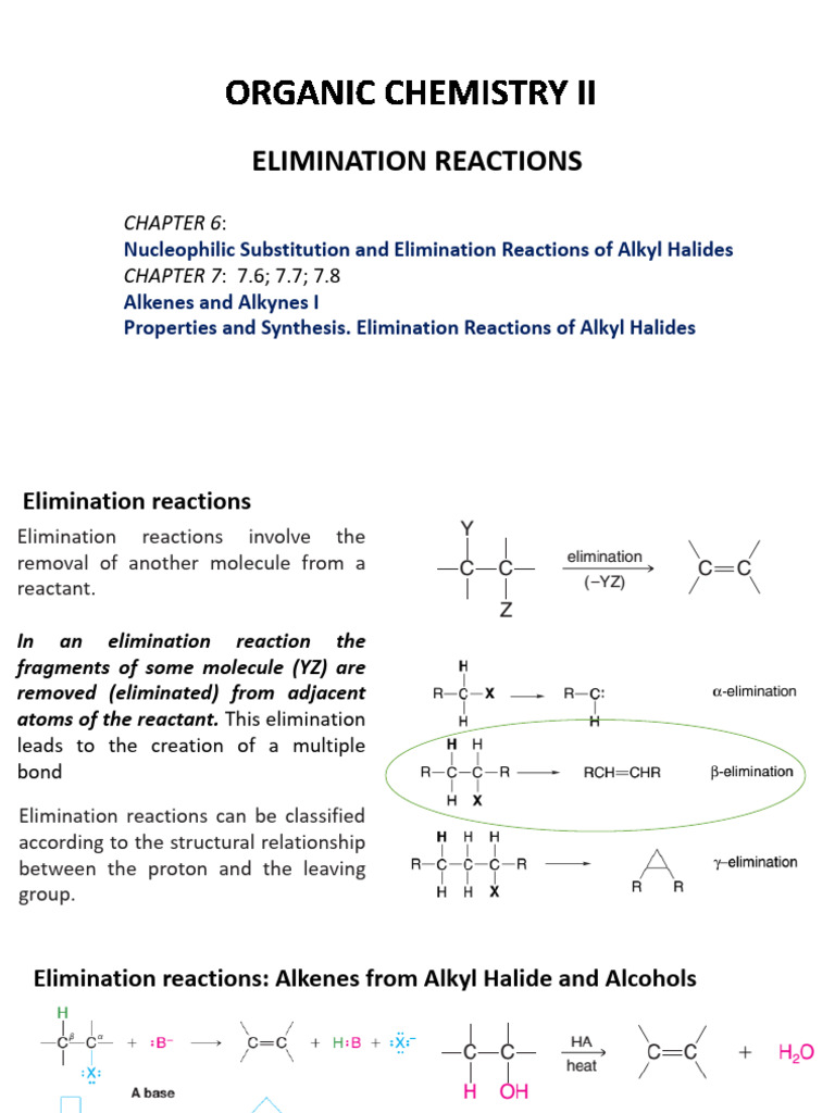 Lec 7 - Elimination Reactions | PDF | Chemical Reactions | Alkene