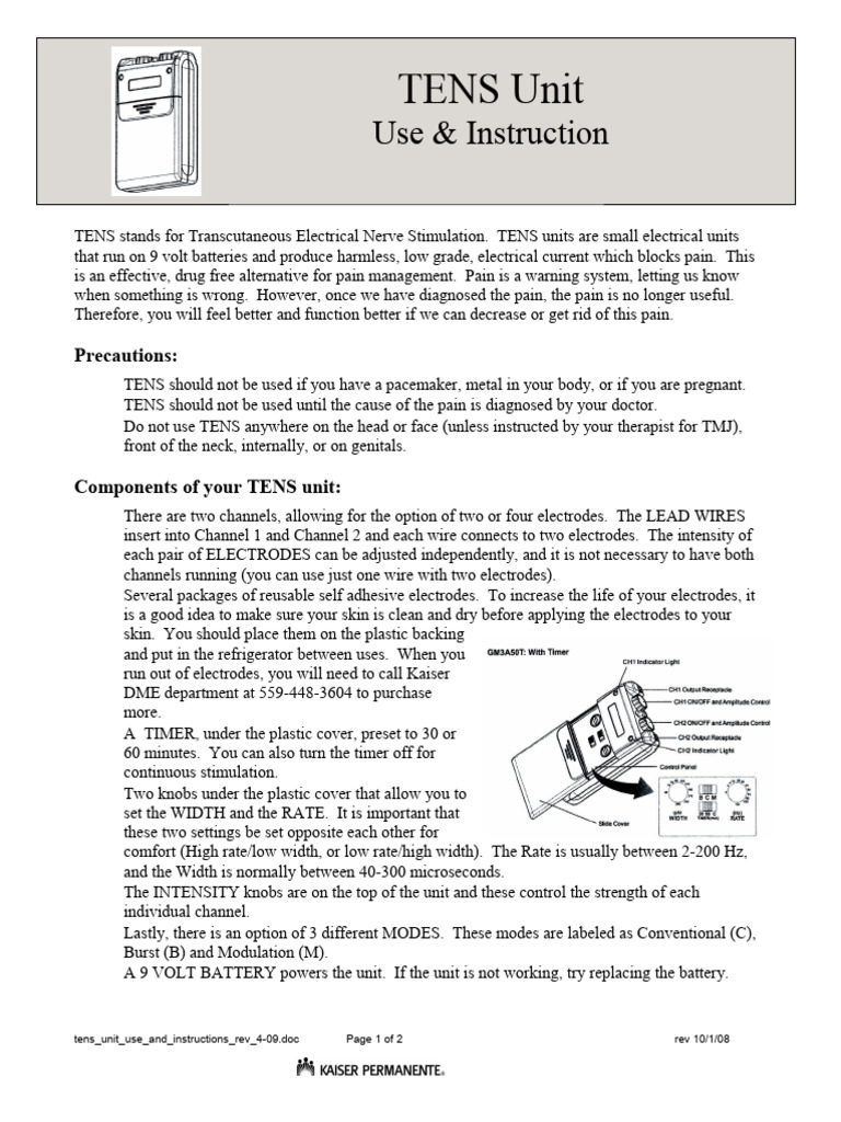 TENS Unit: Pain Management Guide | PDF | Symptoms And Signs | Pain