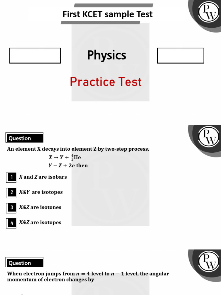 PPT-Practice Test-02!25!02-2024 - Pysics - First KCET Sample Test ...