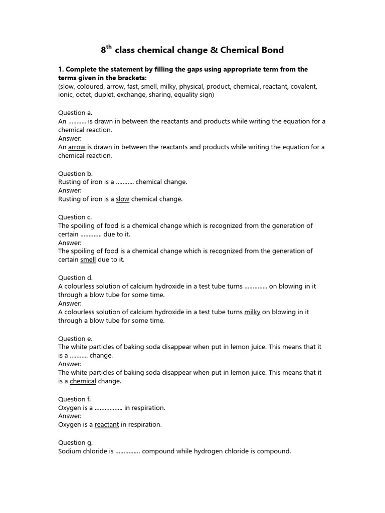8th Grade Chemical Changes & Bonds Guide | PDF | Ion | Chemical Bond