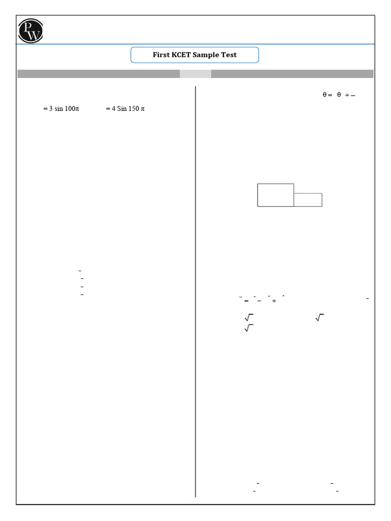 Practice Test-06!00!00-2024 - Pysics - First KCET Sample Test ...