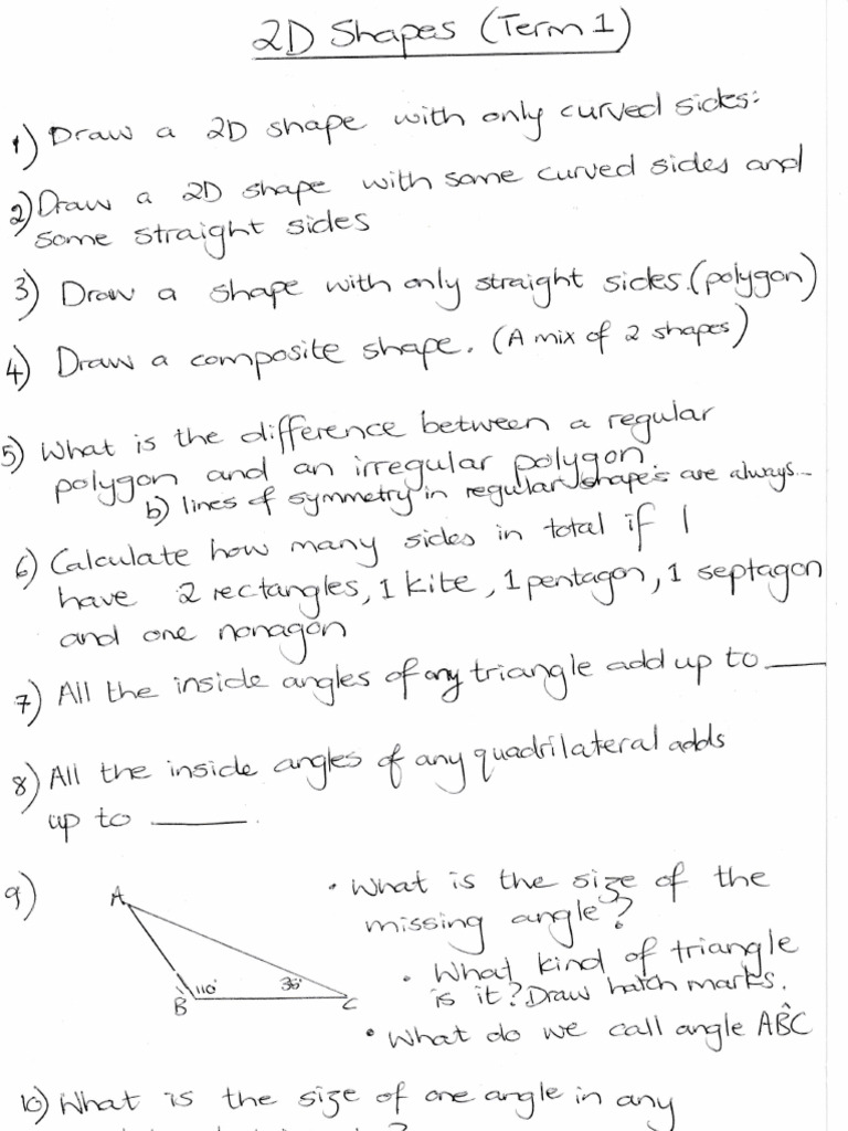 My Own 2D Shapes Term 1 Recap | PDF